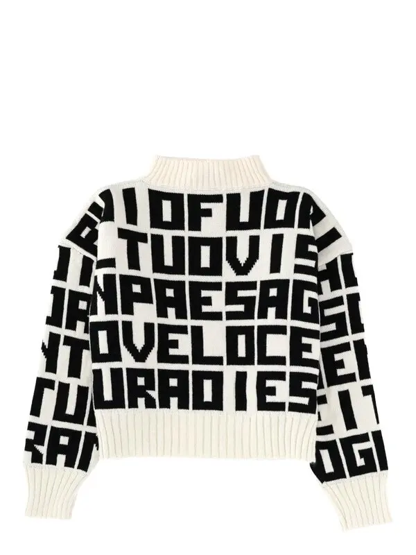 MSGM Graphic Jacquard Mock Neck Sweater - Black