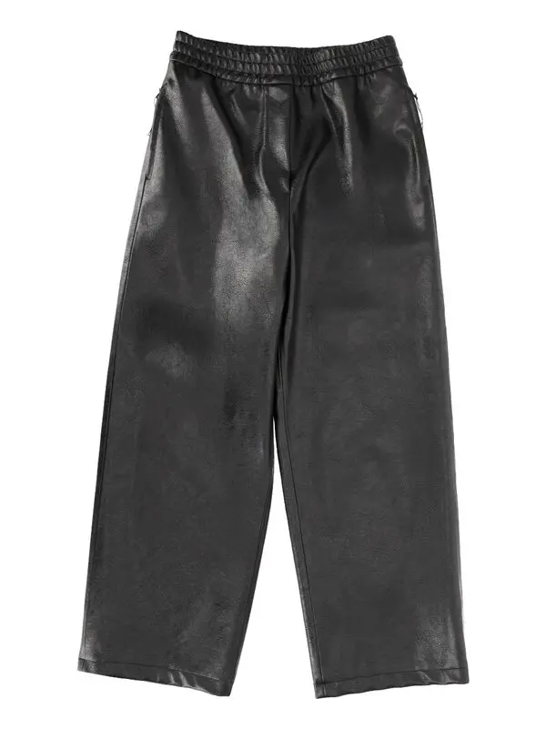 MSGM Faux Leather Wide-leg Pants - Black