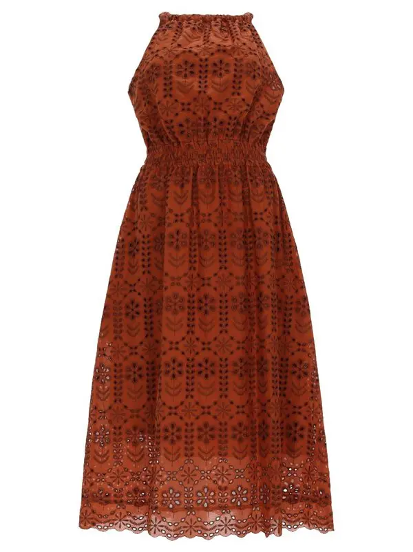 Paul Smith Eyelet Midi Dress - Brown