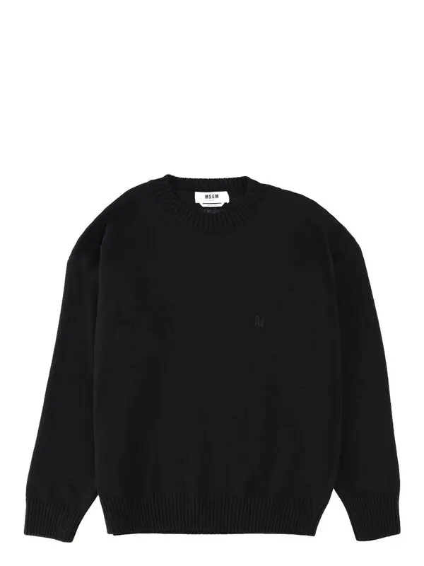 MSGM Merino Wool-cashmere Blend Crewneck Sweater - Black