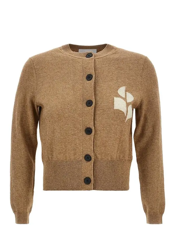 MARANT ETOILE R" Logo Knit Cardigan - Camel