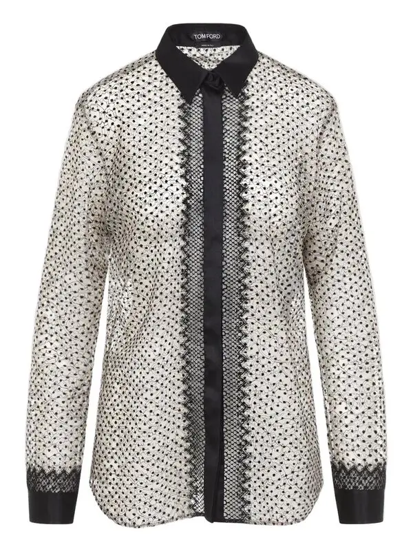 TOM FORD Flock Polka Dot Mini Shirt - Black