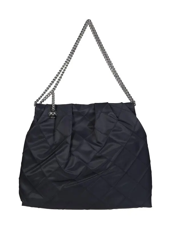 Tory Burch Fleming Quilted Nylon Hobo Bag - Nero