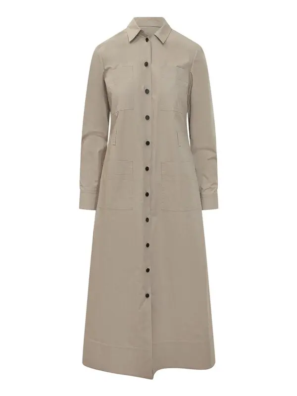 Tory Burch Button-up Shirt Dress With Elegant Collar - Grey