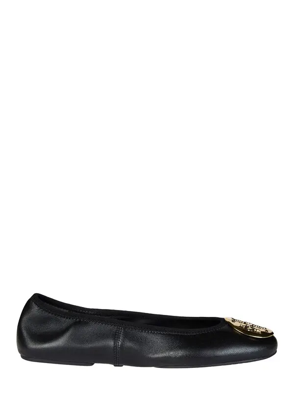 Tory Burch Black Ovine Leather Ballet Flats - Nero