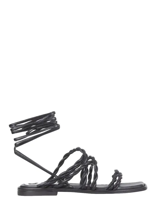 STUART WEITZMAN Mini Calypso Flat Sandals With Slave Laces - Black