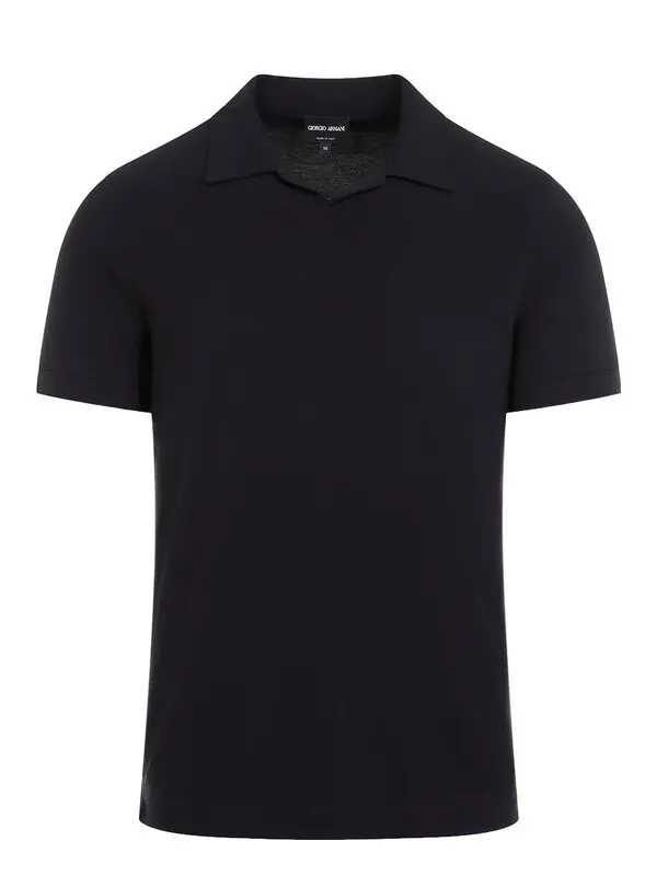 Giorgio Armani Asv Stretch Viscose Jersey Short-sleeved Polo Shirt - Blue