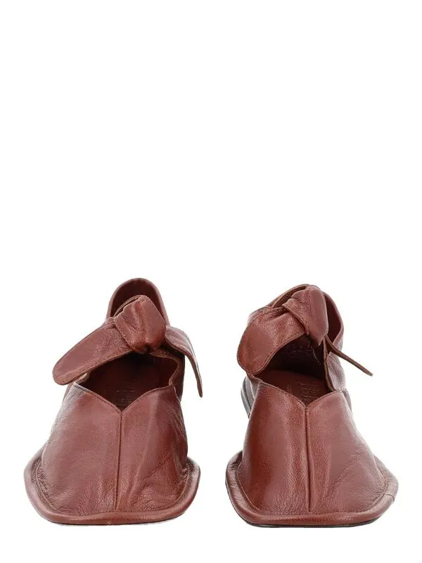Hereu Llasada Lambskin Ballet Flats With Bow Detailing - Brown