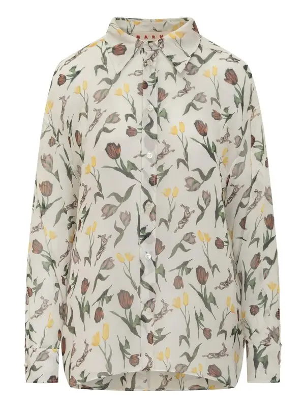 Marni Silk Button-up Shirt Fw25 Collection - Multicolore