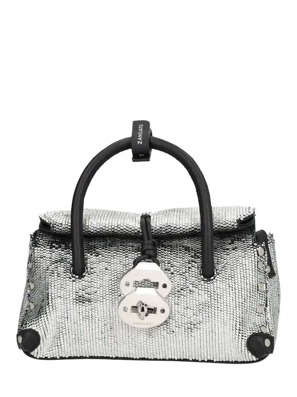 ZANELLATO Small Postina Messenger Bag In Tumbled Leather - Silver