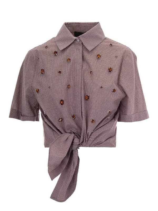 Liu Jo Embellished Checked Shirt - Choco Square