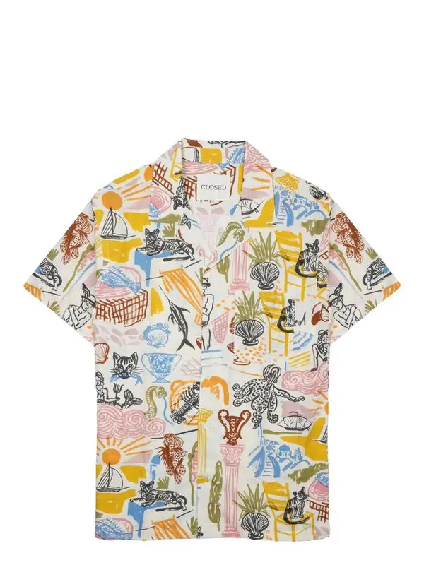 Closed Printed Short-sleeve Camp Shirt - Multicolour