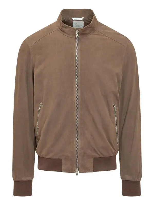 ESTERNO Suede Zip-up Bomber Jacket - 4