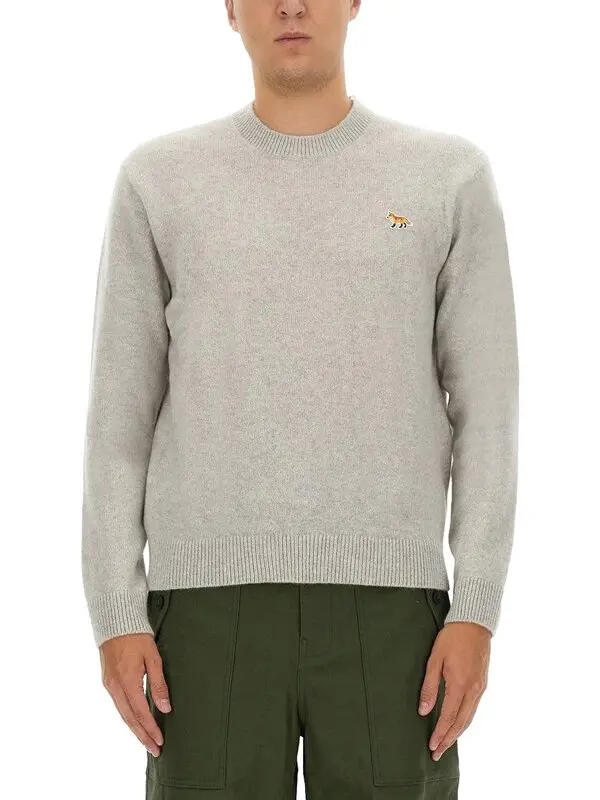 Maison Kitsuné Baby Fox Motif Crewneck Sweater - Grey