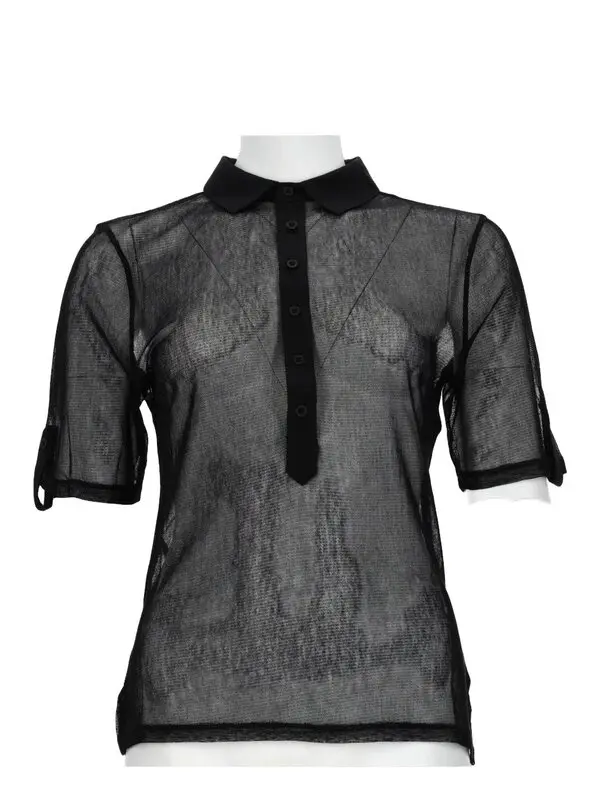 Paloma Wool Sheer Mesh Polo Shirt - Black