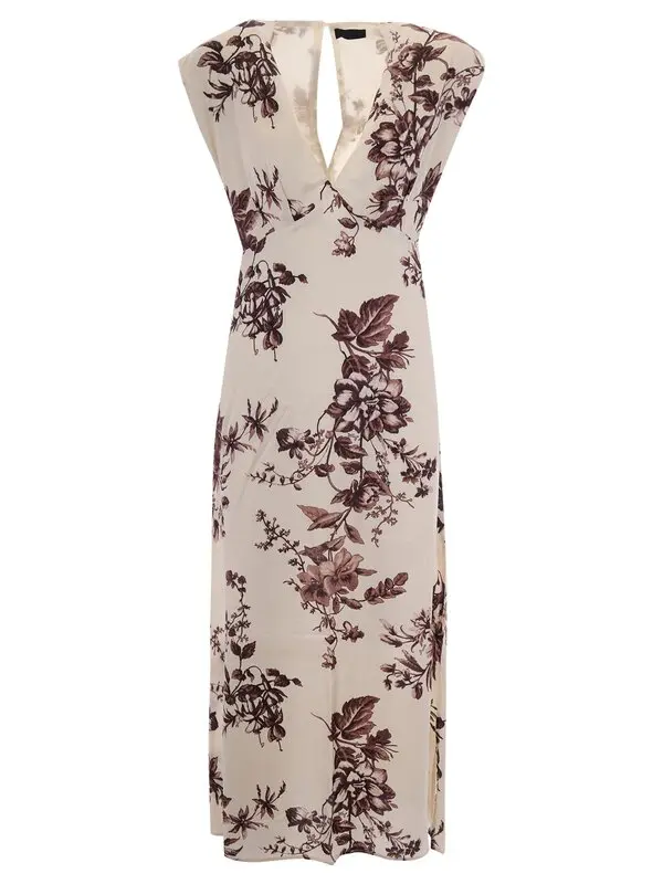 Liu Jo Floral Print V-neck Midi Dress - Choco Ramage