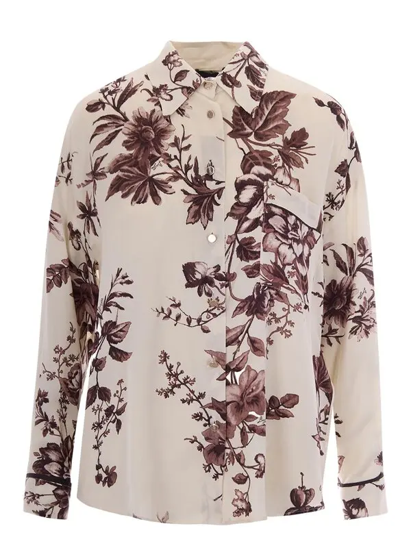 Liu Jo Floral Print Viscose Shirt - Choco Ramage
