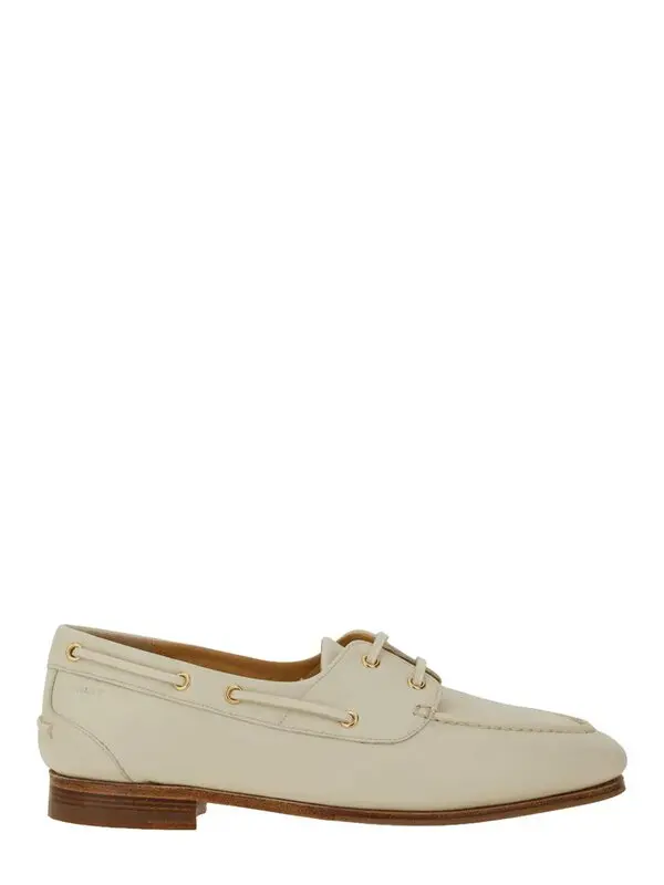 Bally Pathy Laced Loafers In Smooth Leather - Ivory