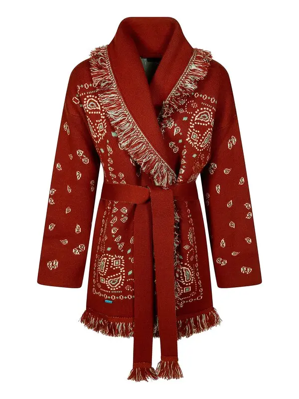Alanui Bandana Jacquard Fringed Cashmere Cardigan - Multicolor
