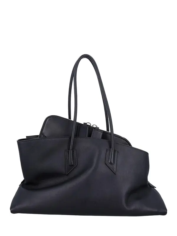 Attico Medium Architectural Tote Handbag - Black