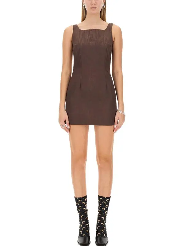 MARINE SERRE Paneled Mini Dress - Brown