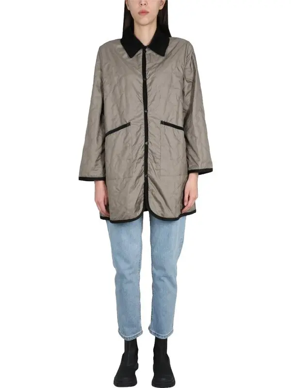 LAVENHAM Quilted Velvet Trim Jacket - Dove