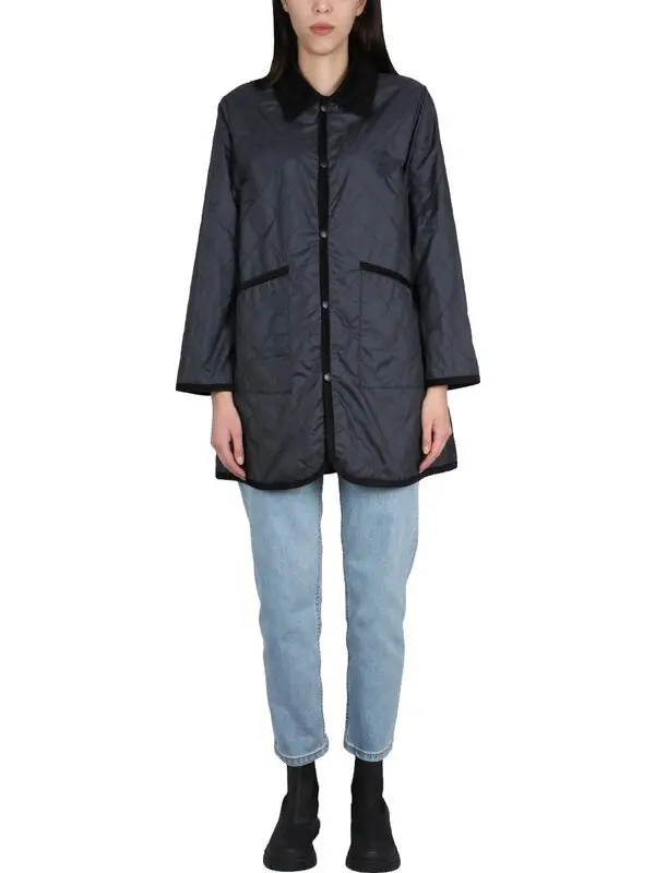 LAVENHAM Quilted Velvet Contrast Jacket - Black