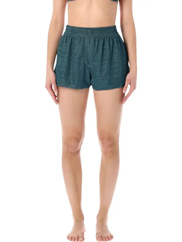 Oseree Lumière Lurex Shorts - Peacock