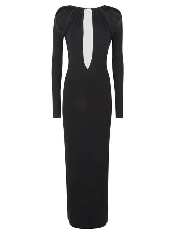 MARINE SERRE Draped Plunge Neck Maxi Dress - Black