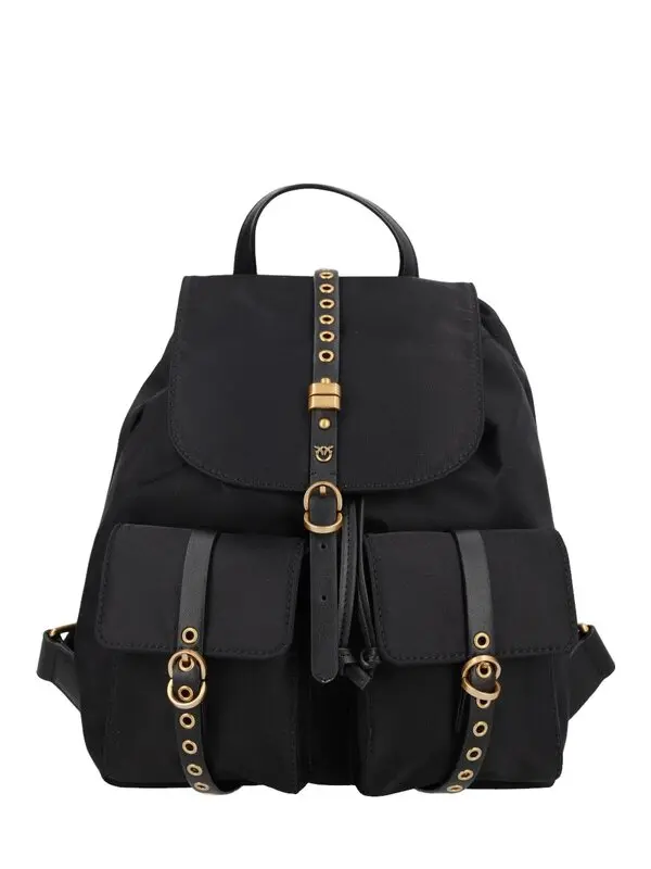 Pinko Studded Flap Backpack - Black