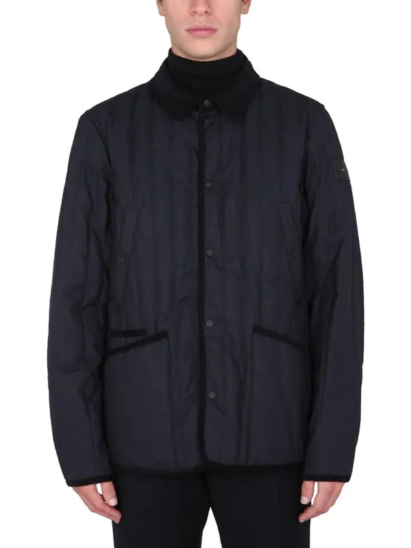 Woolrich Barrier Waxed Cotton Shirt Jacket With Pointed Collar - Blue