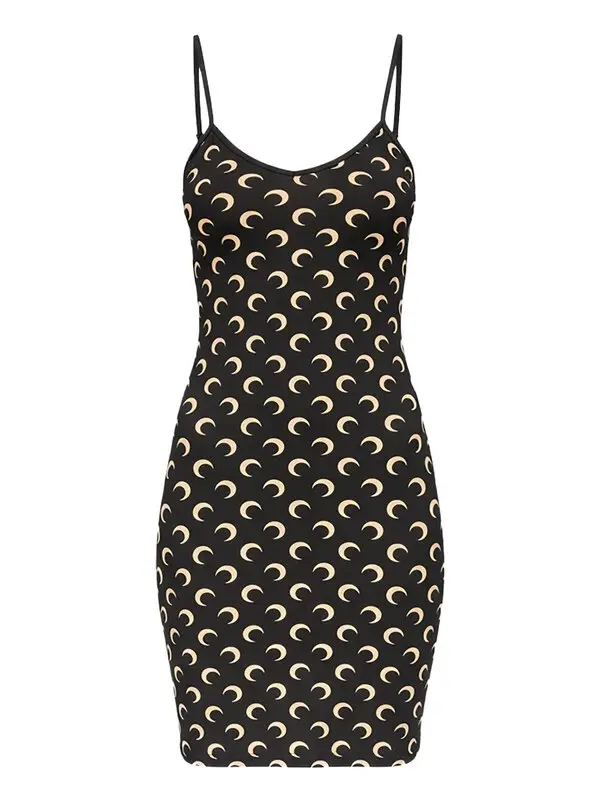 MARINE SERRE Moon Print Mini Dress - Nero
