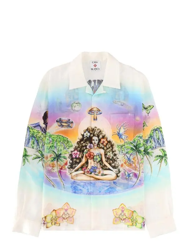 Casablanca Printed Linen Camp Shirt - Multicolour