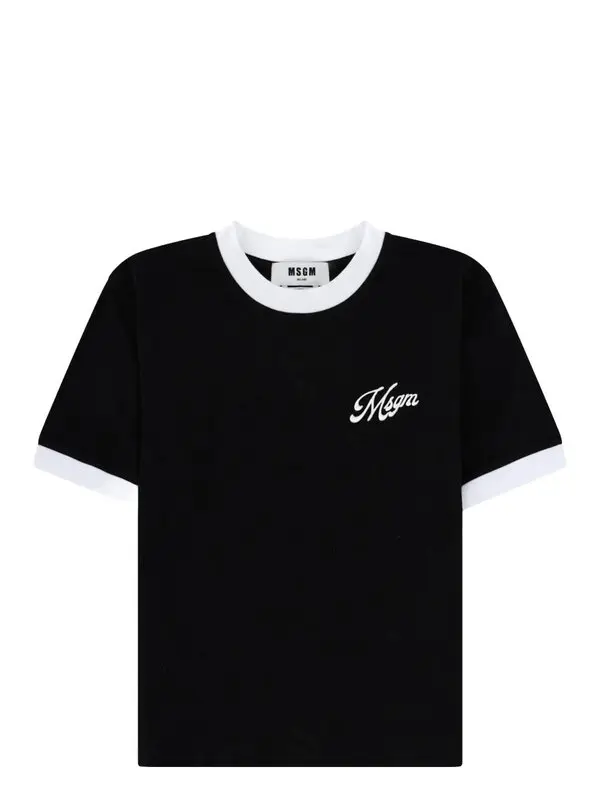 MSGM Logo-trim Crewneck T-shirt - Black