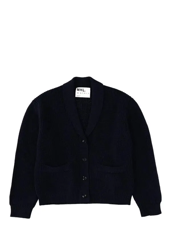 MARGARET HOWELL Merino Wool Shawl Collar Cardigan - Blue