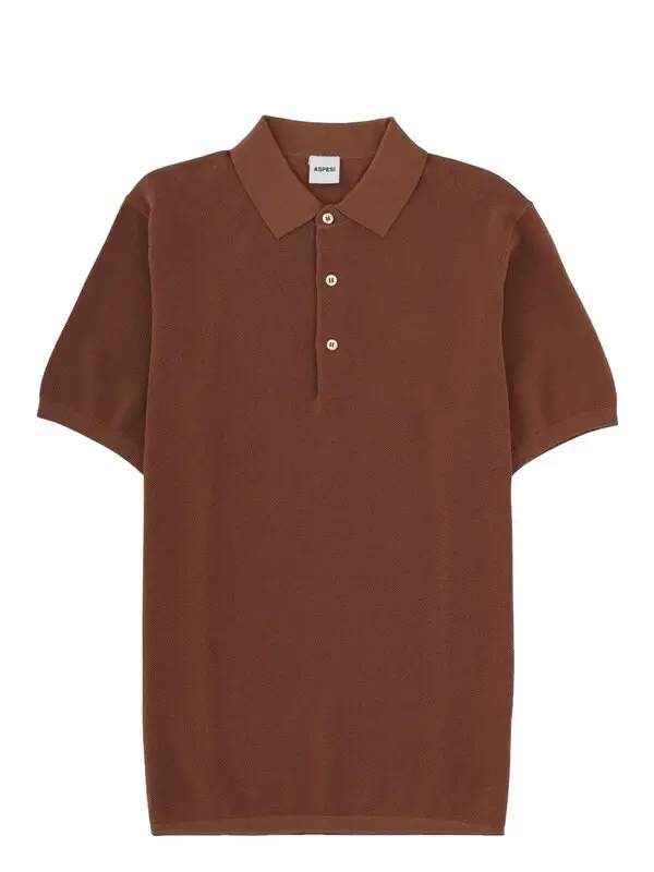 Aspesi Cotton Knit Polo Shirt - Brown