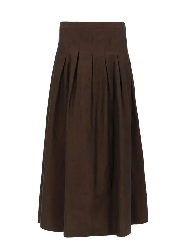 PT TORINO Pleated Midi Skirt - Brown