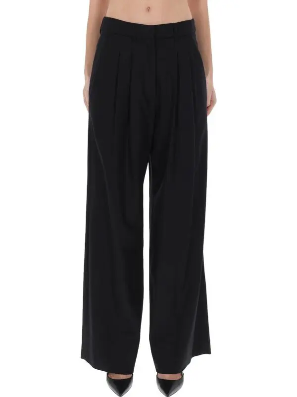 PT TORINO High-rise Pleated Wide-leg Trousers - Black