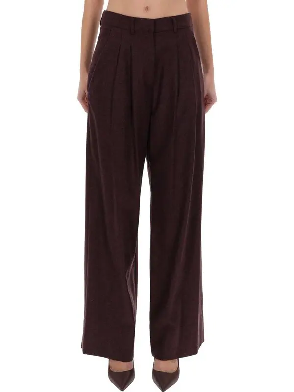 PT TORINO High-rise Pleated Wide-leg Trousers - Bordeaux