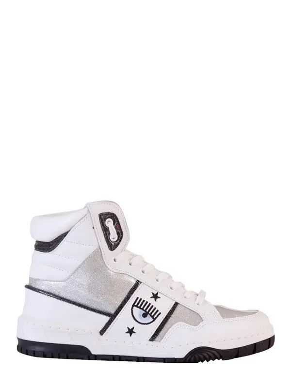 CHIARA FERRAGNI High Top Sneakers - Silver