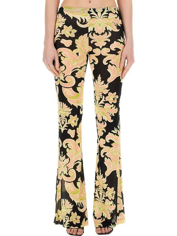 Etro Printed Viscose Flare Leg Trousers - Multicolour