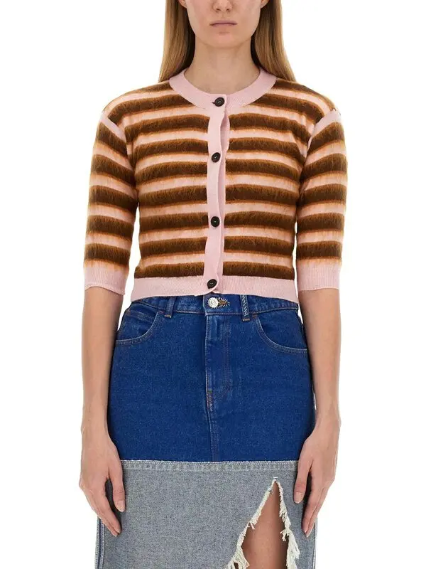Marni Striped Mohair-blend Cropped Cardigan - Multicolour