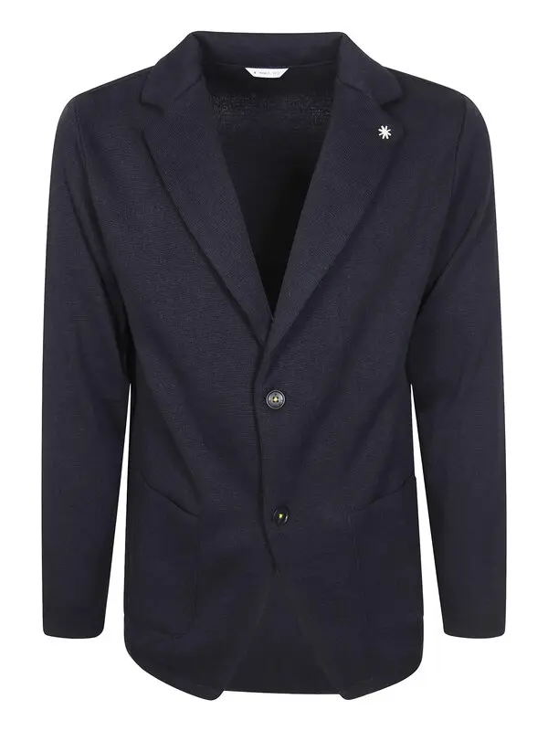 MANUEL RITZ Patch-pocket Lapel Collar Cardigan - Blu