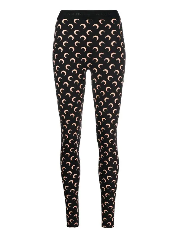 MARINE SERRE Moon Print Ethereal Waistband Stirrups - Nero