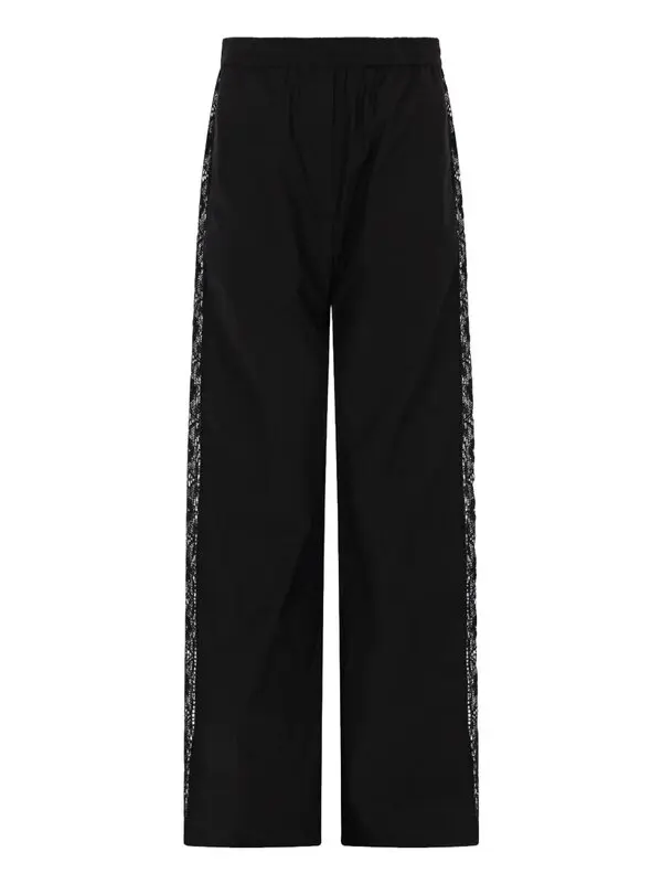 MSGM Lace-trim Wide-leg Pants - Black