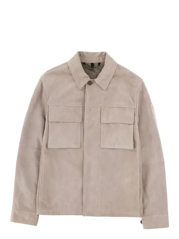 Belstaff Premium Goat Leather Shirt Jacket - Dove
