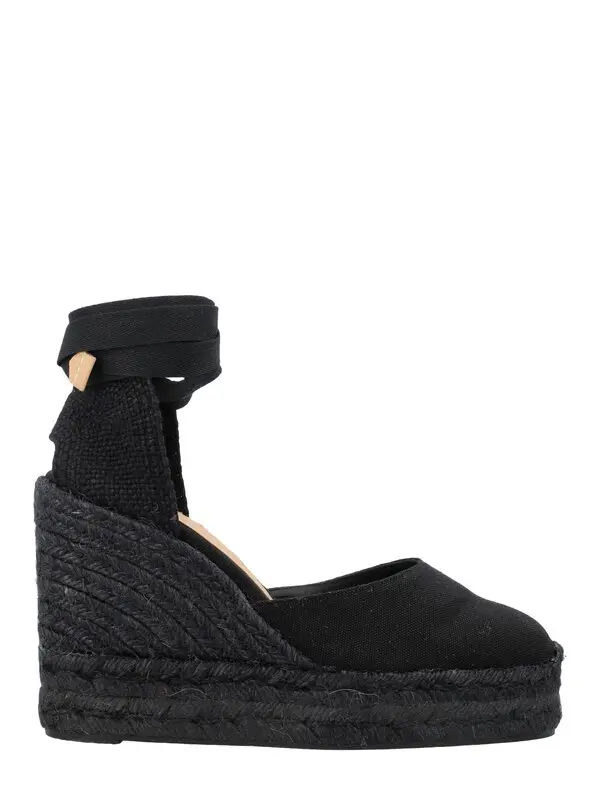 CastaÑer Wedge Espadrilles With Ankle Lace-up, 8 Cm Heel - Black