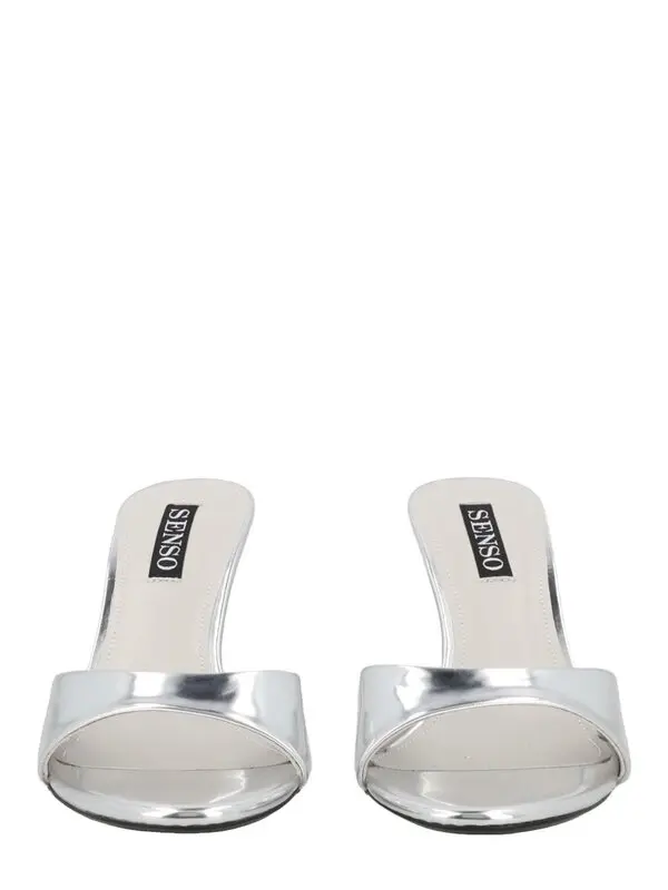 Senso Metallic Block Heel Mules - Silver