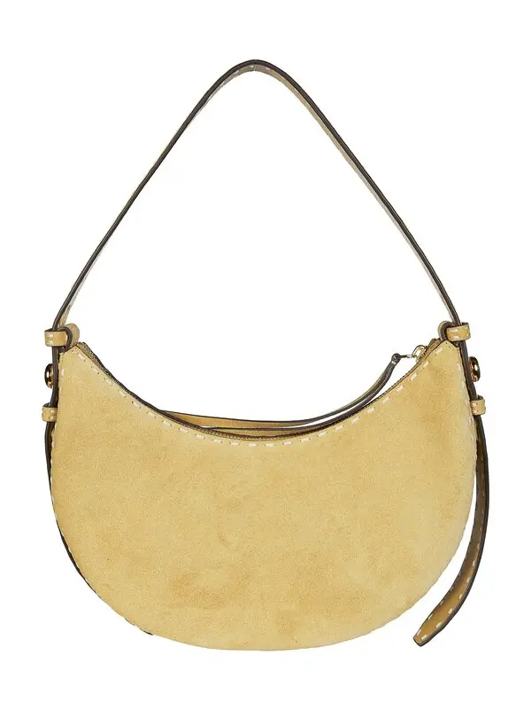 Tory Burch Suede Shoulder Bag With Pick Stitch Detailing - Beige