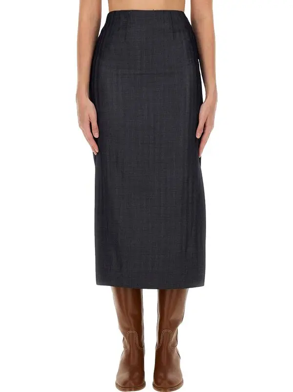 Etro Wool-blend Pencil Midi Skirt - Grey